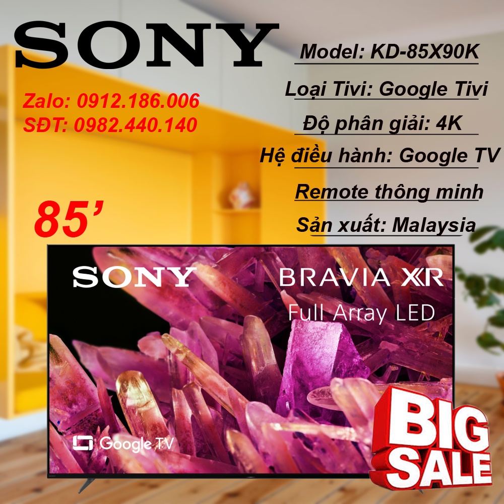 Google Tivi Sony 4K 85 inch XR-85X90K | Shopee Việt Nam