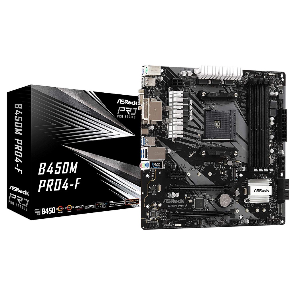 Combo Mainboard Asrock B450M Pro4-F + R5 2600 + tản Wraith Stealth ...