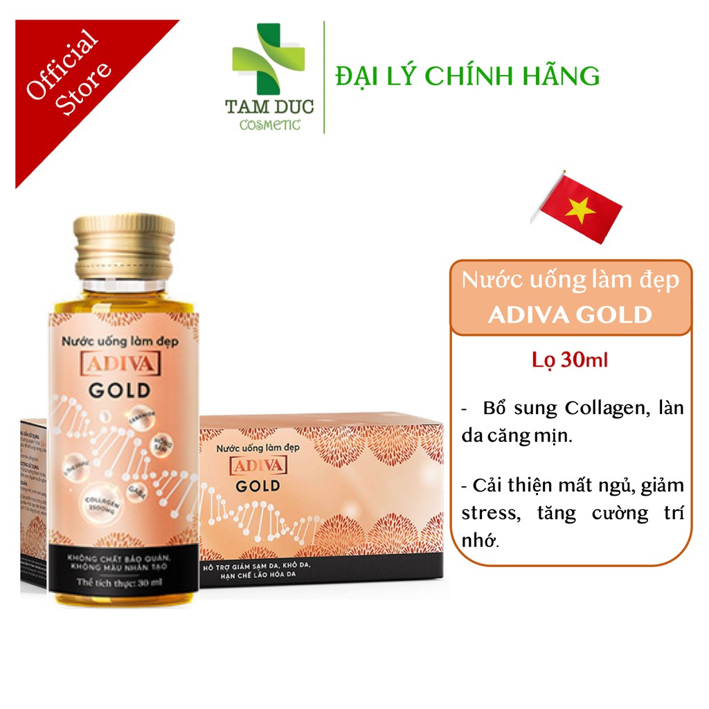 ADIVA GOLD COLLAGEN [Hộp 14 chai] - Nước uống collagen cao cấp, ngăn ...
