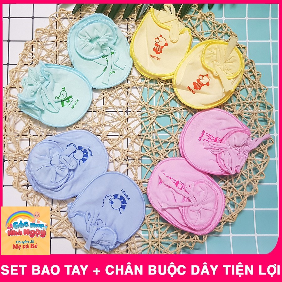 Set bao chân bao tay buộc dây cho bé sơ sinh | Shopee Việt Nam