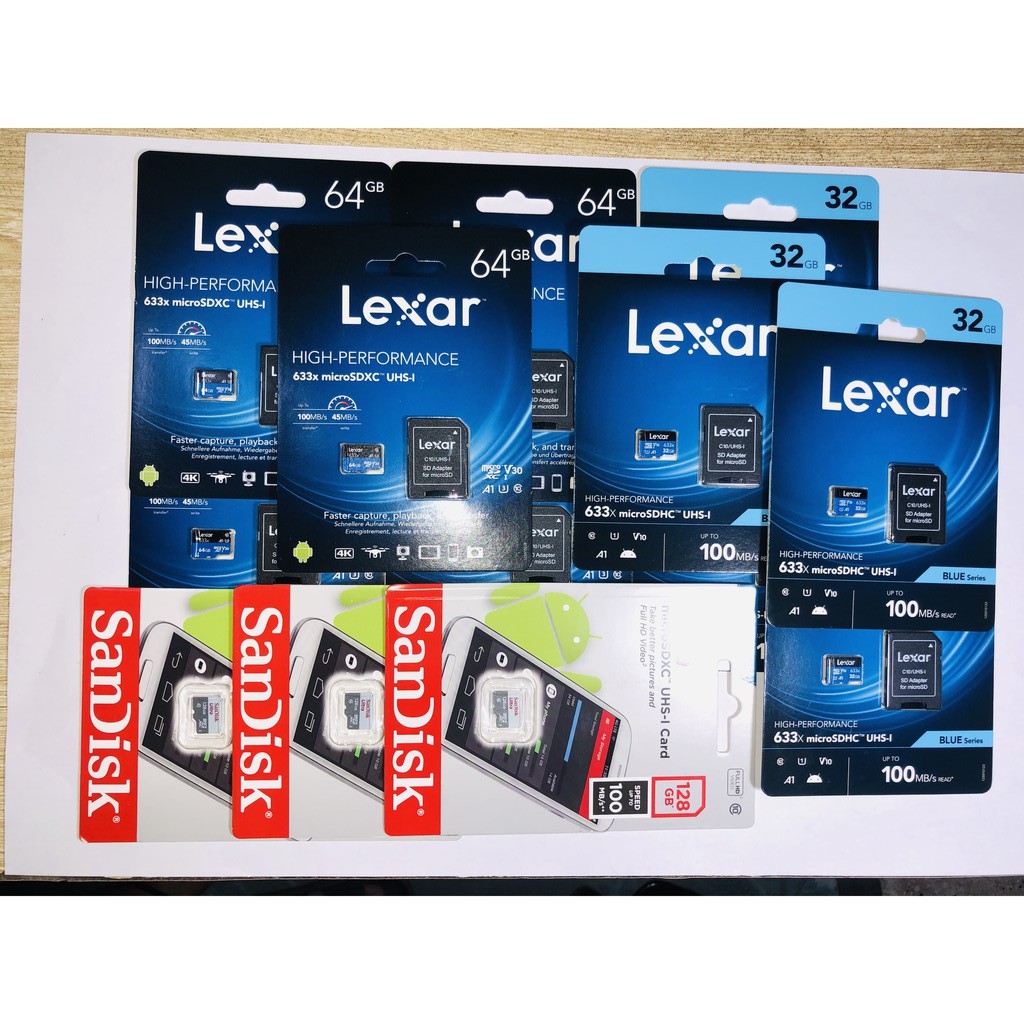 Thẻ nhớ micro Lexar Professional 633x dung lượng 128G-64G-32G và Sandic ...