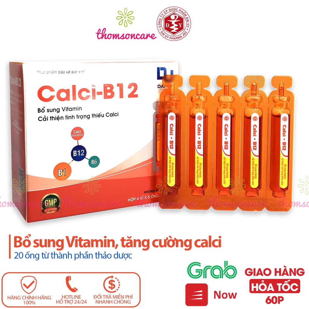 Calci B12 hộp 20 ống 10ml - Tăng cường sức khỏe - Bổ sung vitamin, cải thiện tình trạng thiếu ...