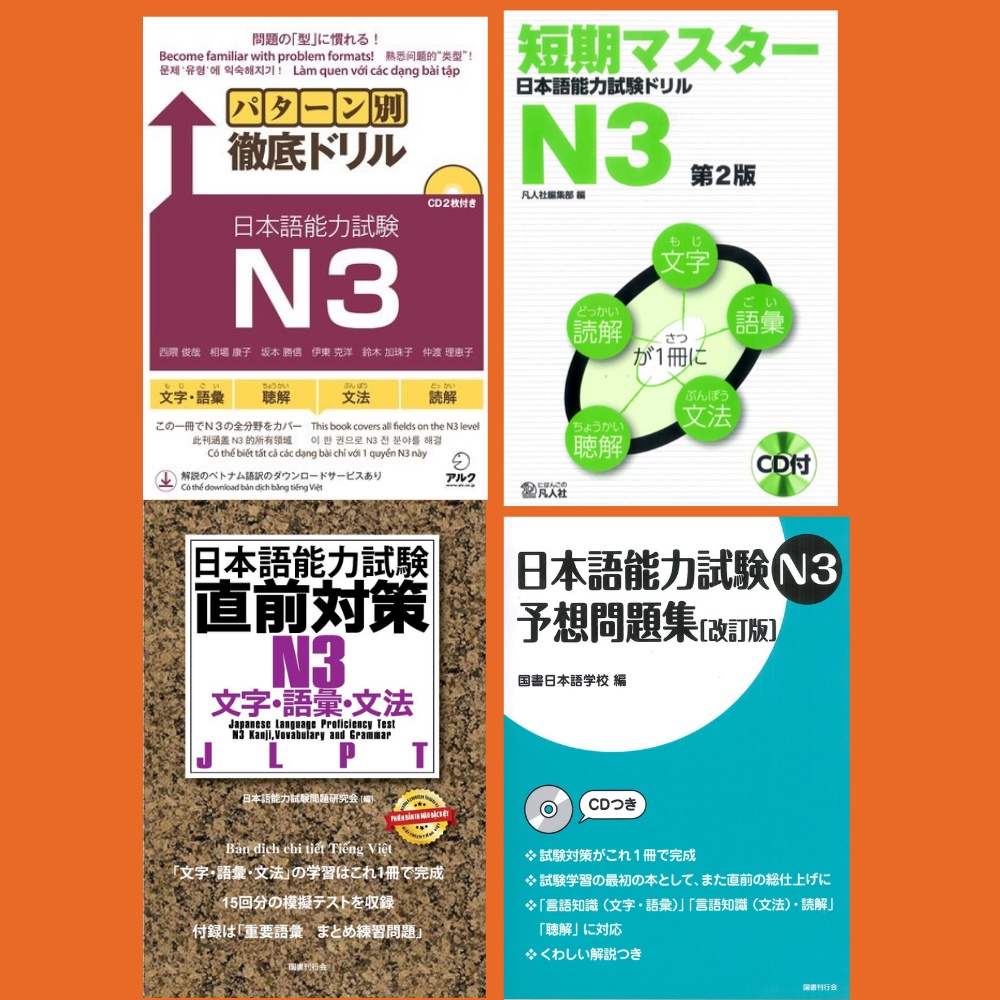 Sách tiếng Nhật - Combo Luyện thi N3 (Try N3, 500 câu hỏi N3, Tango N3 ...
