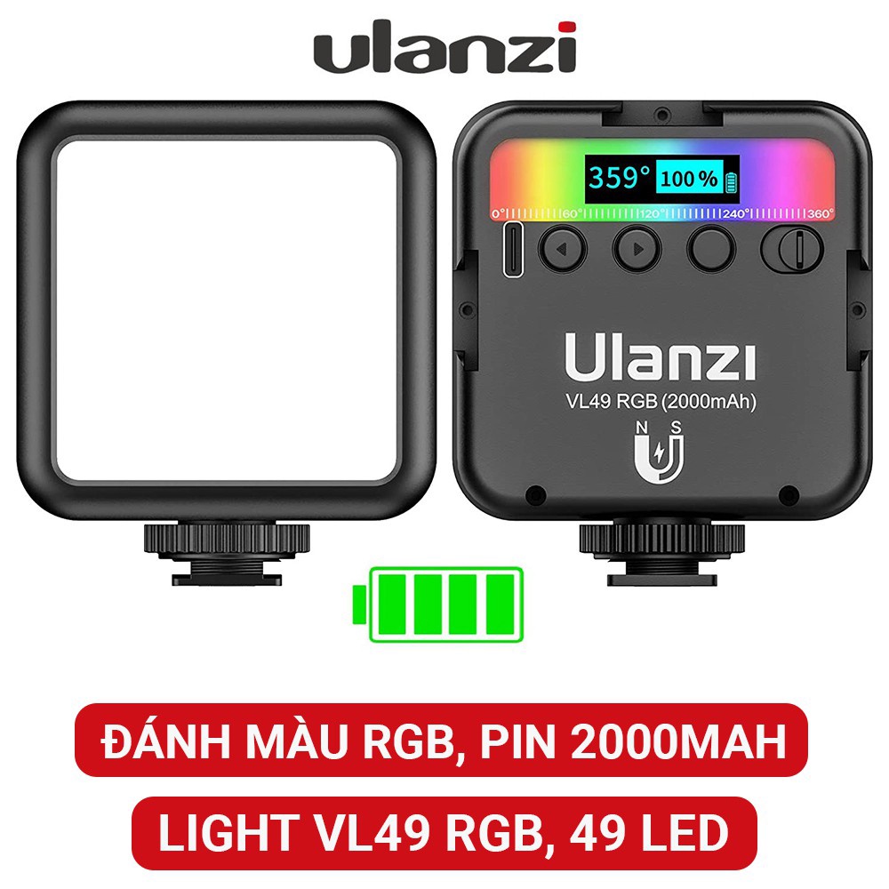 Đèn led Studio mini Ulanzi VL49 RGB - Dãi nhiệt màu 2500 – 9000 Kevin 3 ...