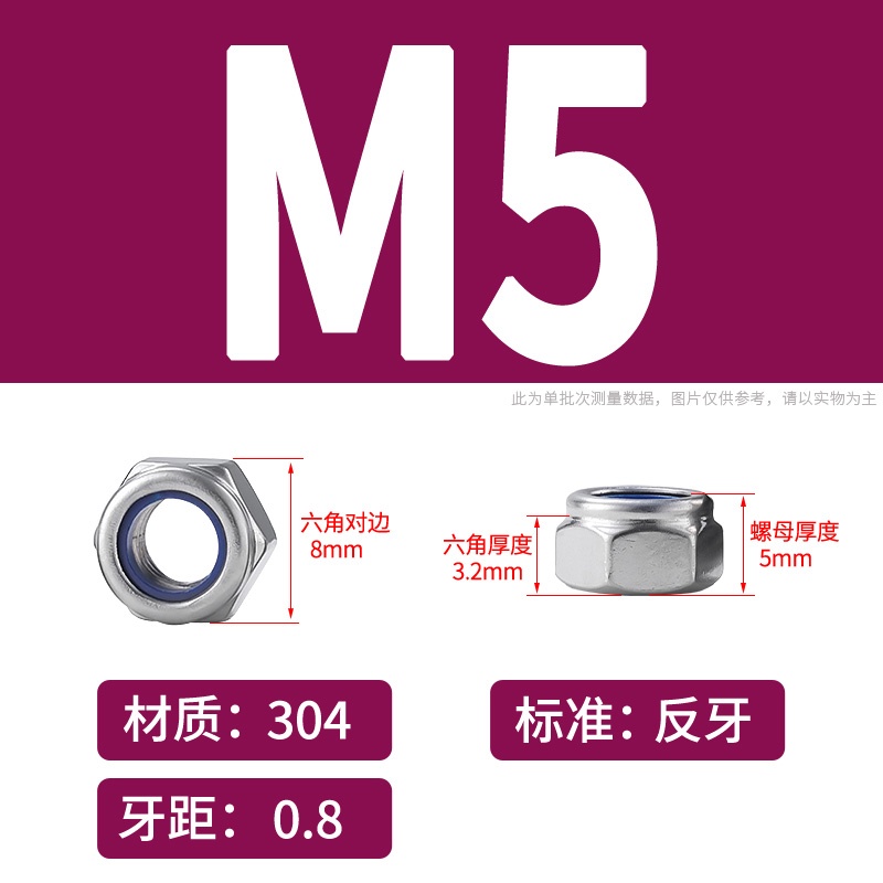 Đai Ốc Khóa Chống Trượt Bằng Nylon SUS304 304 Hex nut M2 / M3 / M4 / M5 / M6 / M8 / M10 / M12 ...