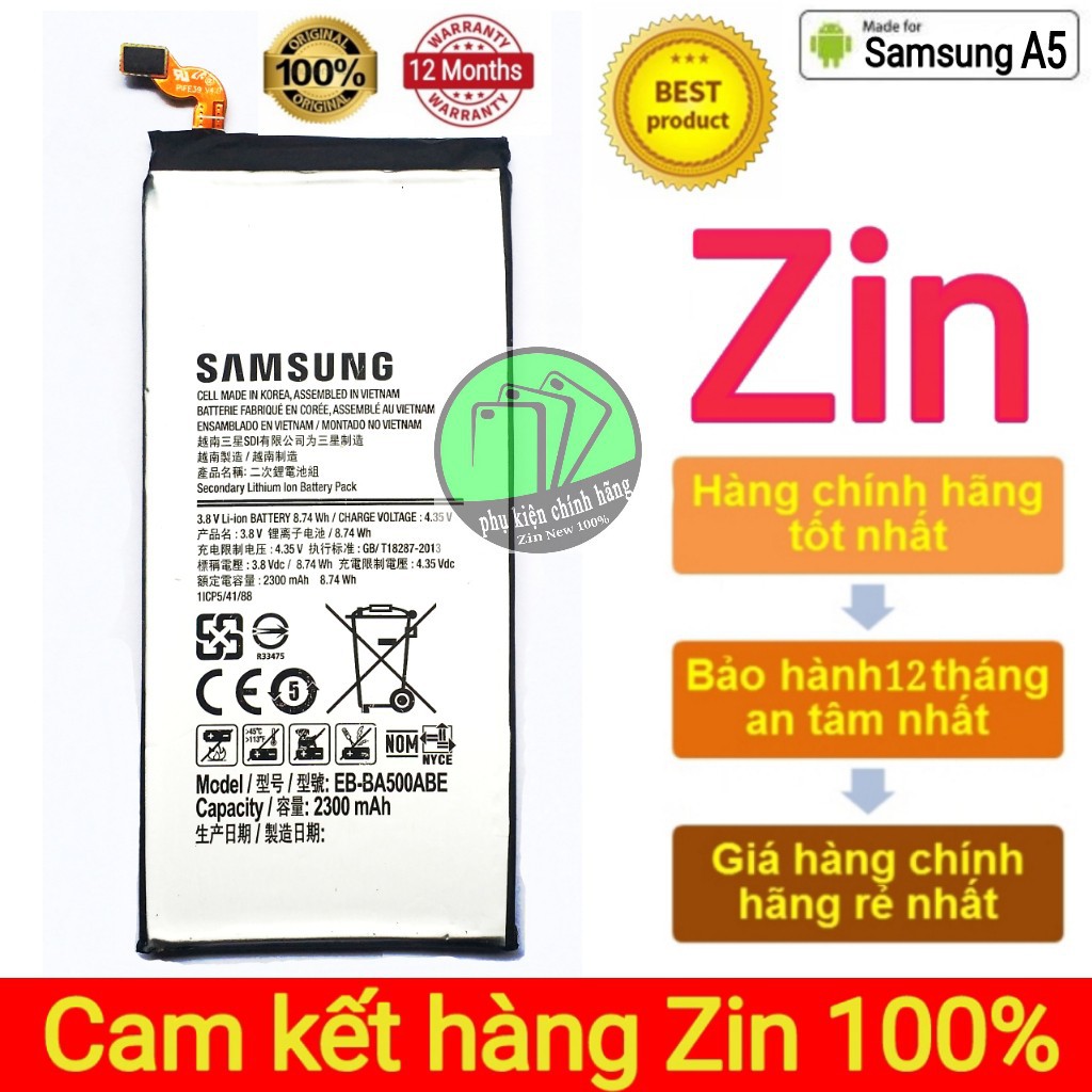 Pin SAMSUNG A5 2015 A500ABE Chính hãng dung lượng 2300mAh | Shopee Việt Nam
