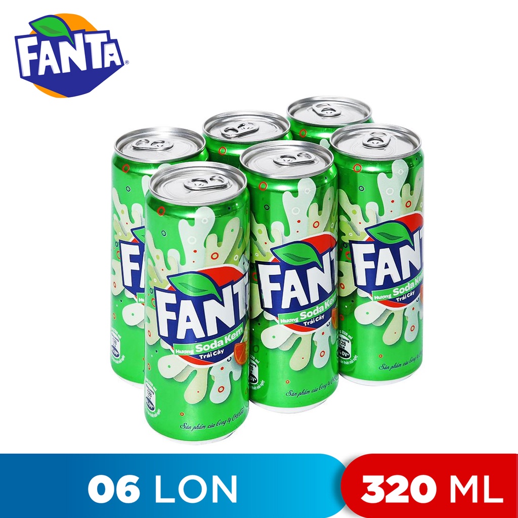 LỐC 6 LON NƯỚC NGỌT HƯƠNG SODA KEM TRÁI CÂY FANTA 320ML | Shopee Việt Nam
