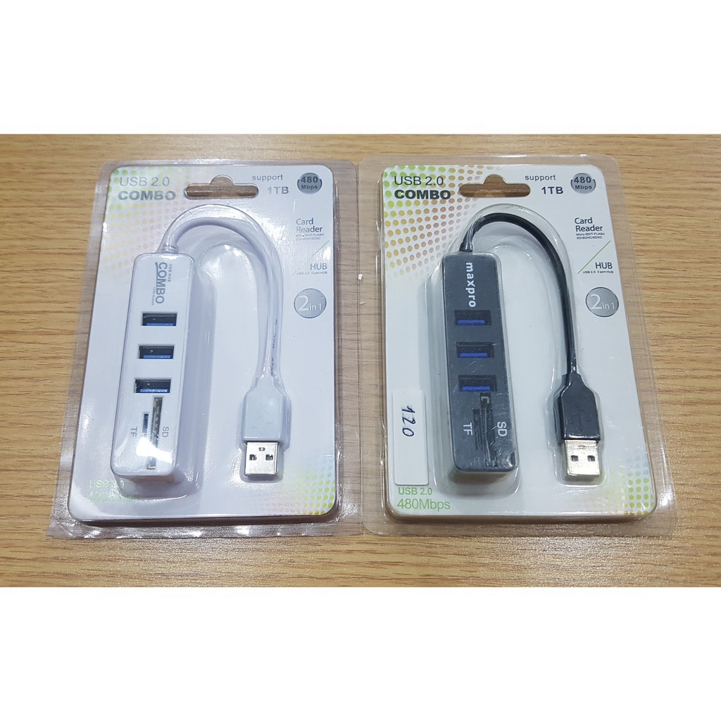 Combo USB Hub và Card Reader 480Mbs (Trắng/Đen) | Shopee Việt Nam