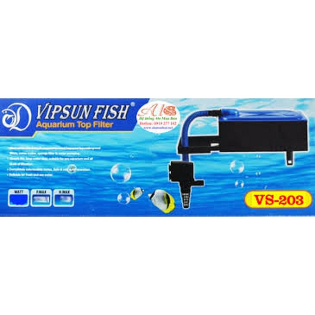 Vipsun Fish VS-203 - Bộ Máng và Máy Bơm Lọc Nước Hồ Cá - Có bông lọc ...