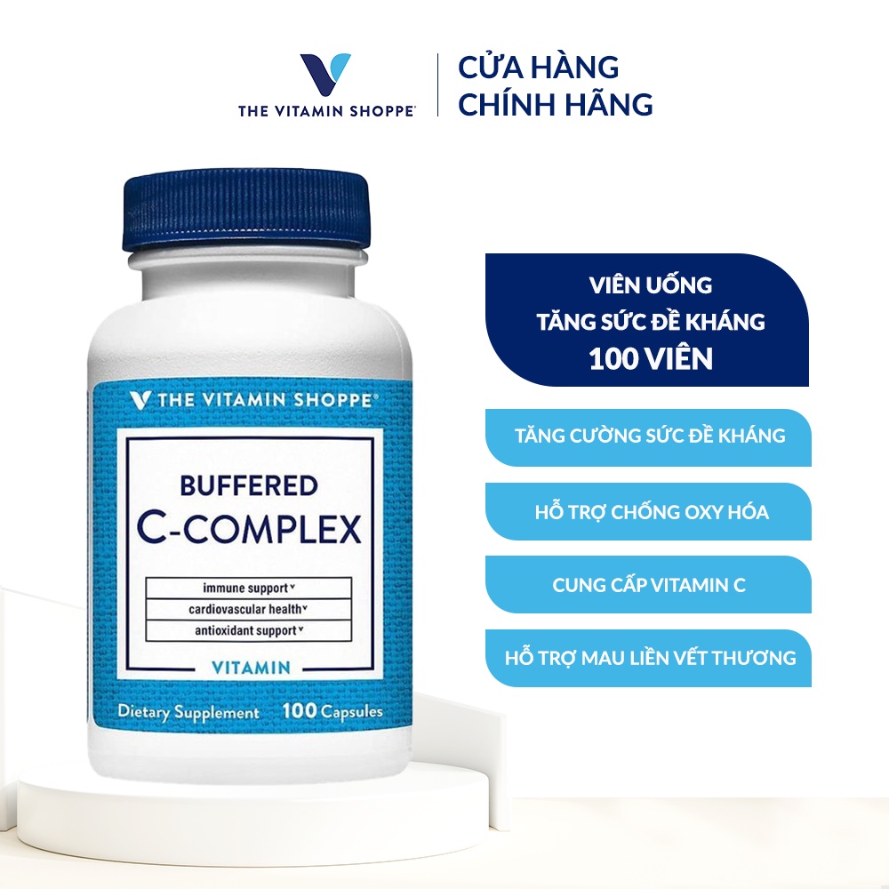 Viên uống tăng sức đề kháng THE VITAMIN SHOPPE Buffered C-Complex 100 ...