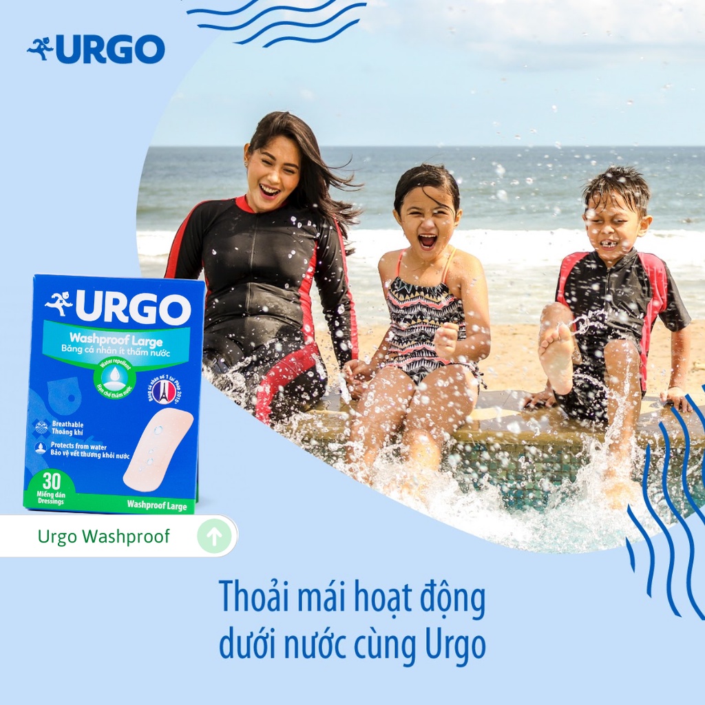 Băng Cá Nhân Ít Thấm Nước Bản Lớn Urgo Washproof Large 3.8cm x 7.2cm (Hộp 30 miếng) | Shopee ...