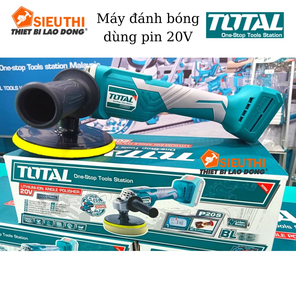 Máy đánh bóng dùng pin Lithium 20V Total TAPLI2001 Đế dưới 150mm, Màn ...