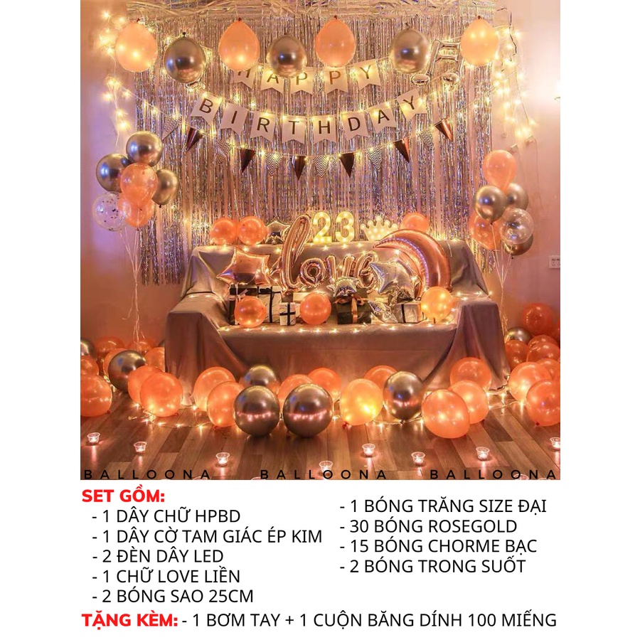 COMBO Set bong bóng trang trí sinh nhật giá rẻ đầy đủ phụ kiện set up ...