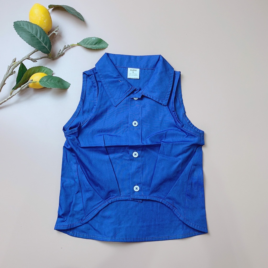 Áo sơ mi Supki sát nách xuất hàn - xanh tím than | Shopee Việt Nam