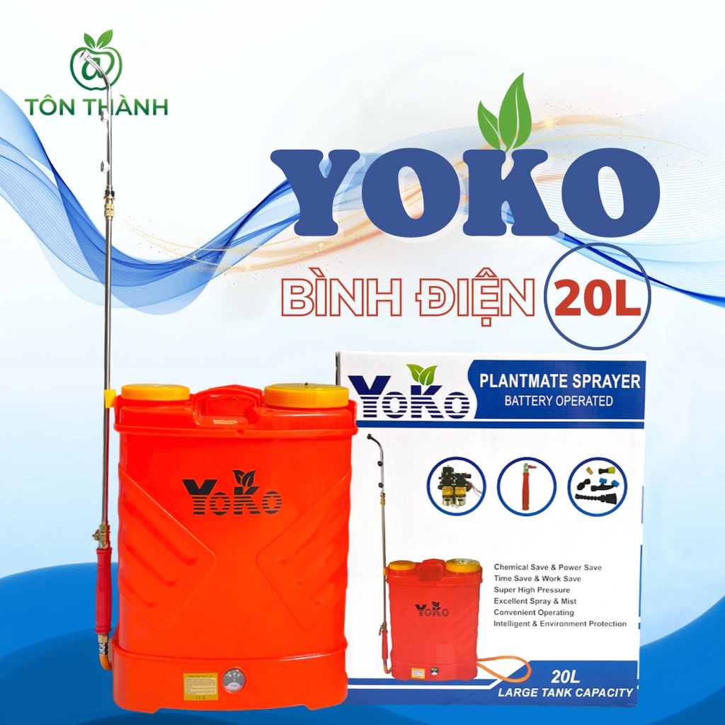BÌNH XỊT ĐIỆN YOKO 2 BƠM 12V12AH 20 LÍT CÔNG NGHỆ JAPAN DÒNG CAO CẤP ...