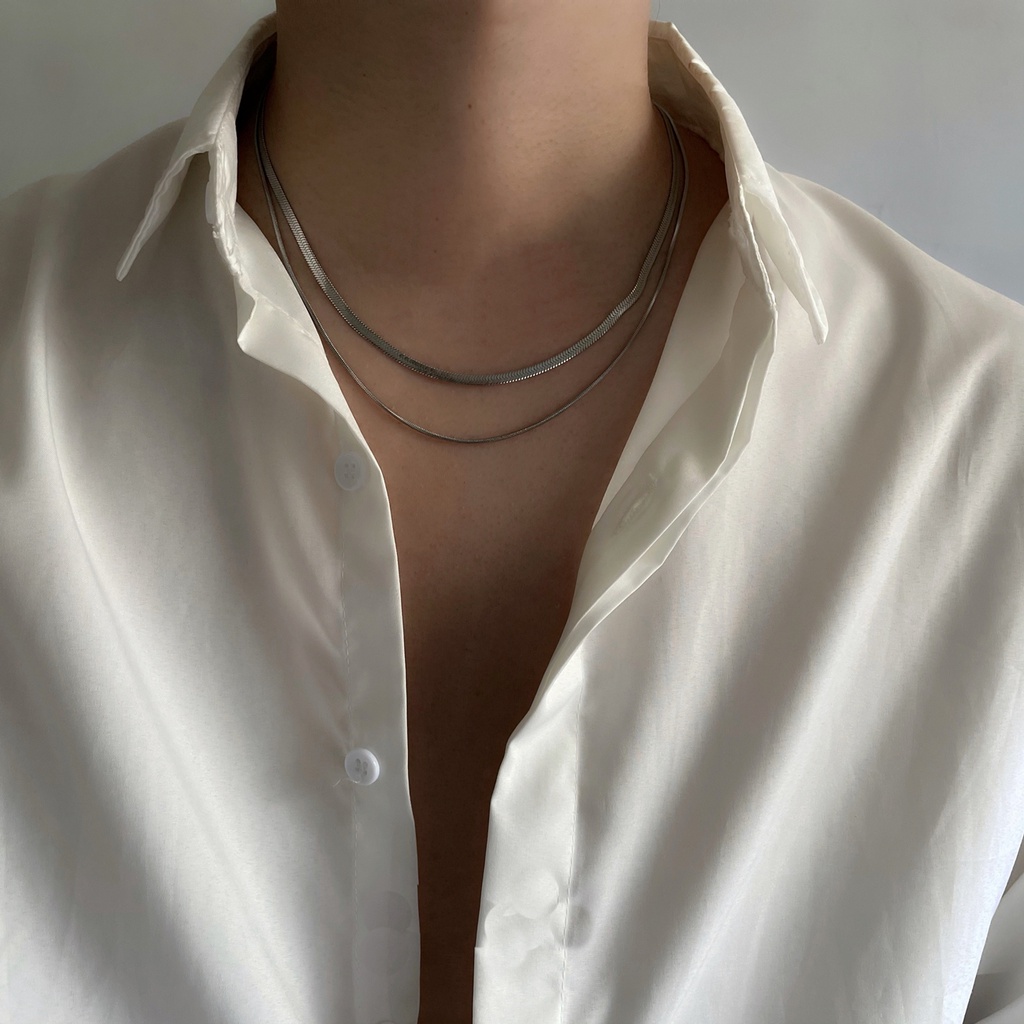 Dây chuyền nam DEOJI , dây đôi Titan không gỉ, đơn giản cá tính dễ mix ...