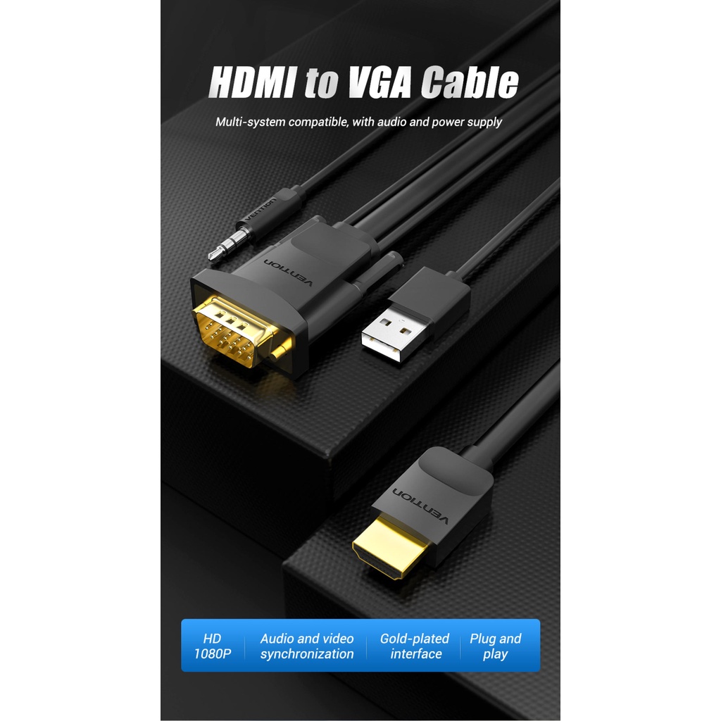 on Dòng chuyển đổi HDMI to VGA 1080P Digital to Analog Video Audio Male ...