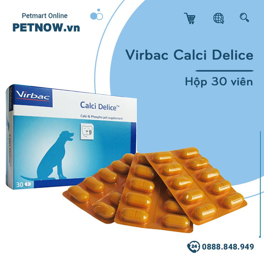 Virbac Calci Delice cung cấp Canxi, Phospho, Vitamin D3 (hộp 30 viên ...