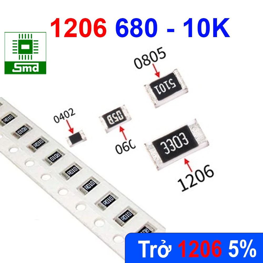 Điện Trở Dán SMD 1206 5% 50 Con/DâyGiá Trị Trong Khoảng 680 - 10k Ohm linh kiện điện tử điện trở ...