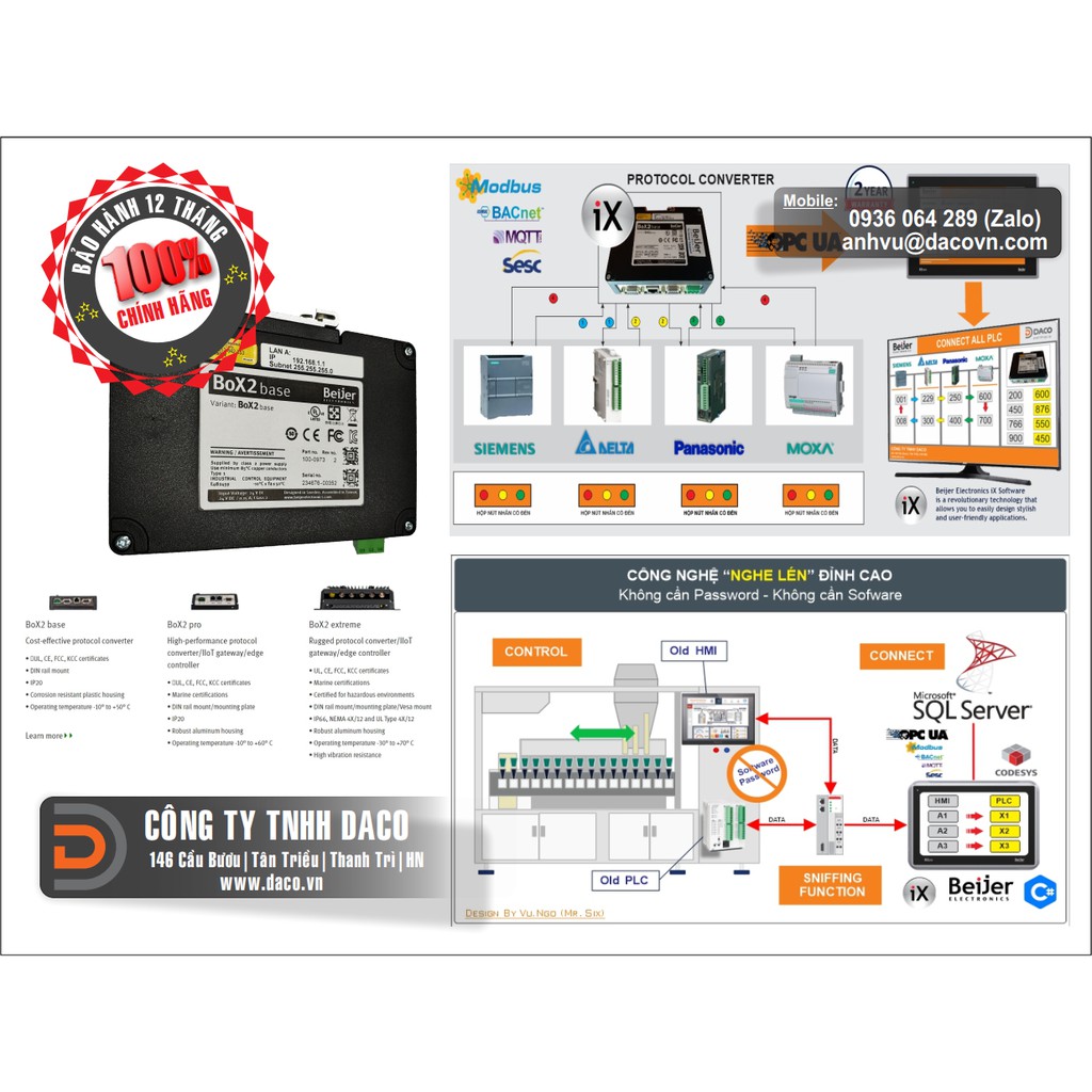 BoX2 Base Beijer Bộ Chuyển Đổi Giao Thức Kết Nối, Ethernet, Serial, USB ...