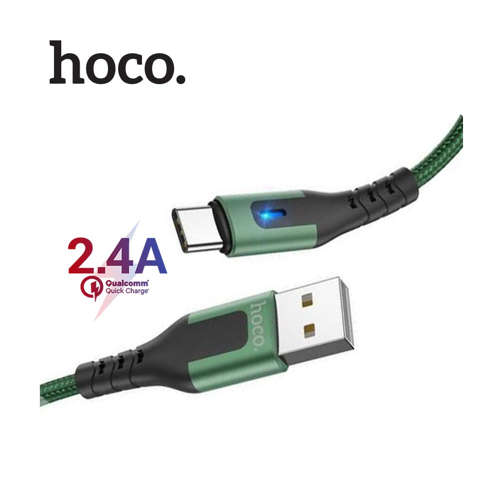 Cáp sạc Hoco DU08/DU08 Plus USB to Type-C, sạc nhanh 2.4A, dây bọc dù ...