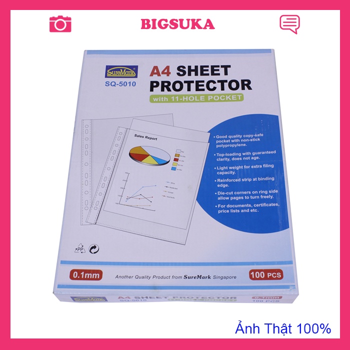 Bìa lỗ A4 Suremark SQ-5010 siêu dày chứa 10 tờ trong 1 lá BIGSUKA ...
