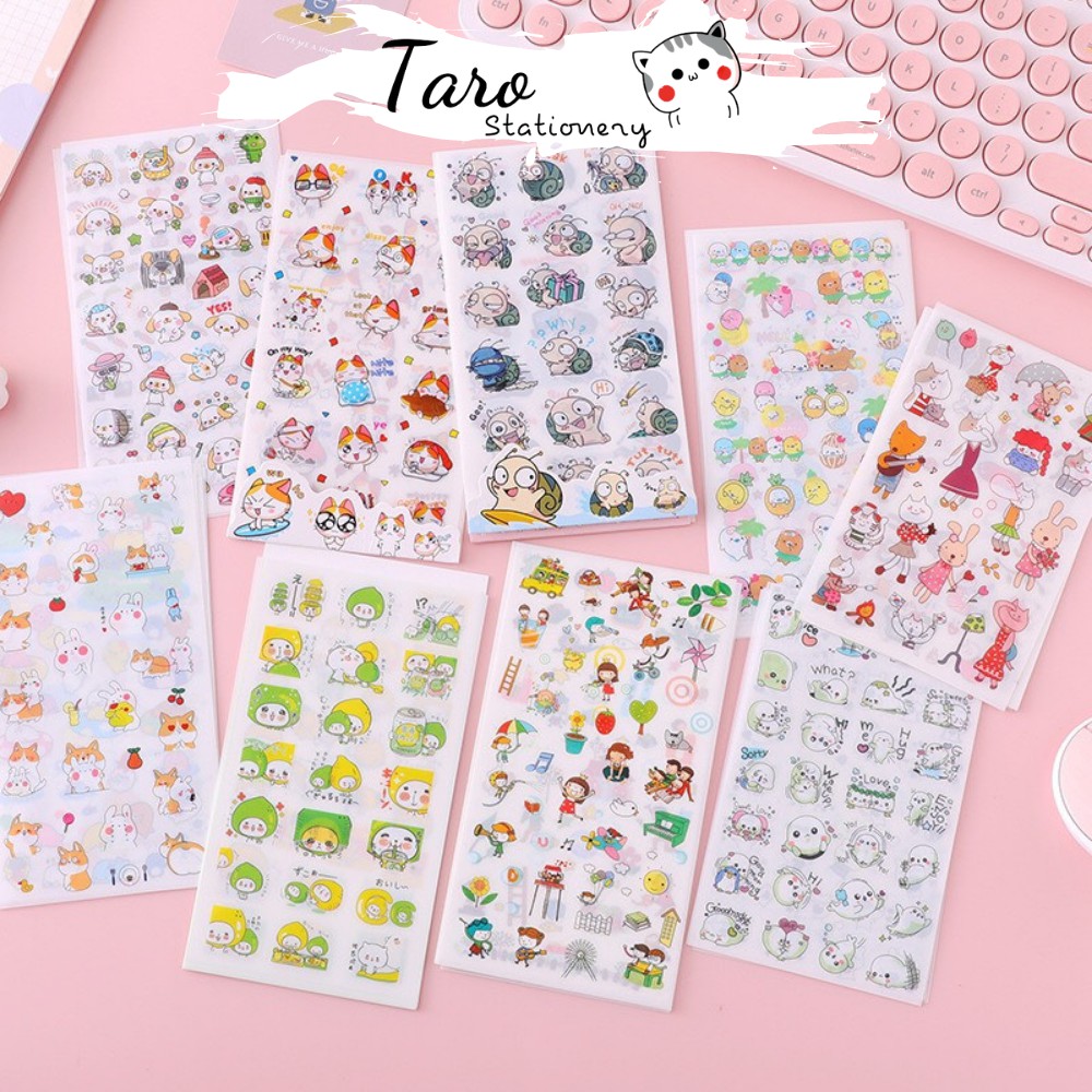 Set 6 tấm sticker dán nhãn cute nhiều chủ đề S05 Taro Stationery ...