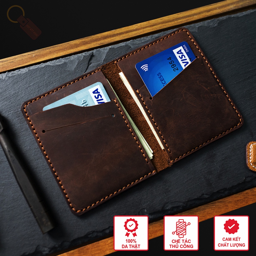 Ví Nam Nhỏ Gọn Card Holder Minimalist - Da Sáp Ngựa Điên Crazy Horse ...