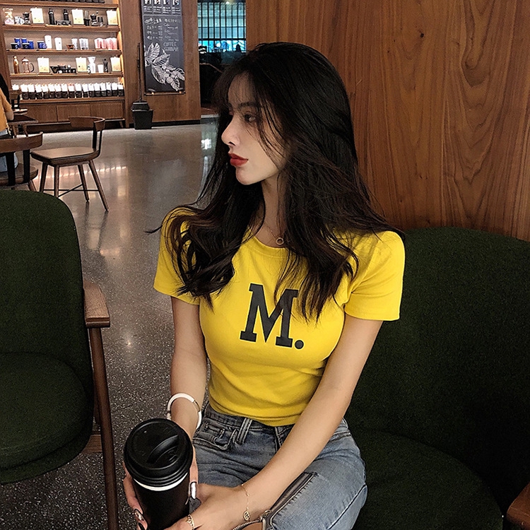 【WANG JIAO ZHAN】Áo croptop thun ôm vừa vặn in hình dễ thương【6745 ...