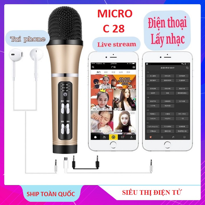 MICRO C28, MIC THU ÂM CAO CẤP HÁT LIVESTREAM KARAOKE CÓ CHẾ ĐỘ AUTOTUNE ...