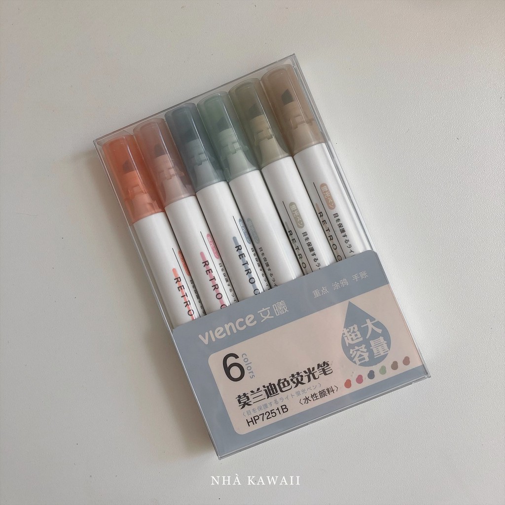 Set bút highlight màu pastel Retro Color, bút đánh dấu nhiều màu ...