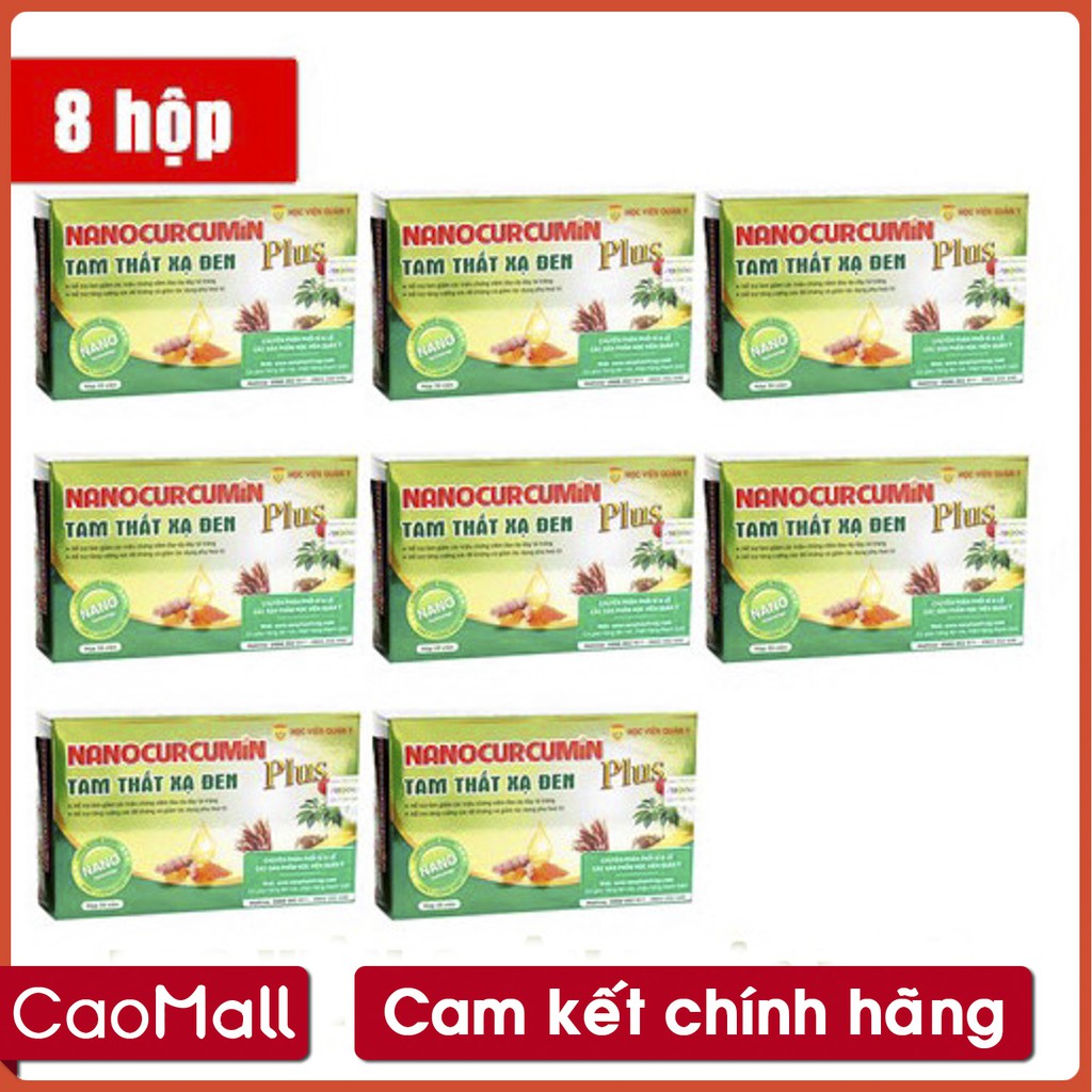 [CaoMALL] - Liệu Trình 2 Tháng 8 Hộp Nano Curcumin Tam Thất Xạ Đen PLUS Học Viện Quân Y (8 HỘP X ...