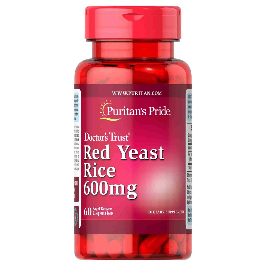 Gạo lứt đỏ - Red Yeast Rice 600 mg Giảm colesteron Red Yeast Rice 600mg ...