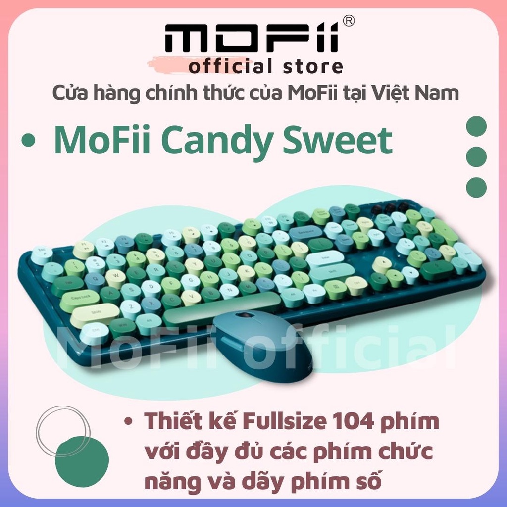 COMBO BÀN PHÍM VÀ CHUỘT KHÔNG DÂY GIẢ CƠ MOFII CANDY SWEET - MOFII N720 DÙNG CHO PC, LAPTOP ...