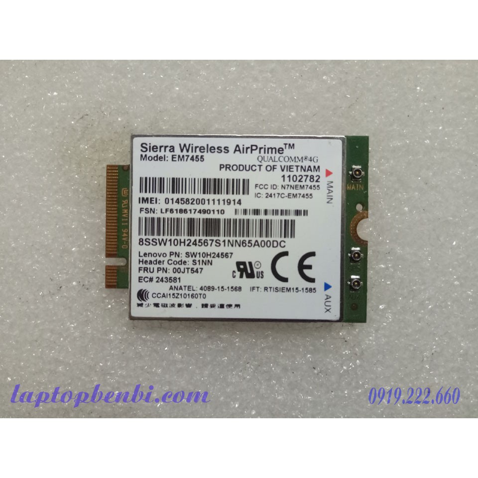 Card WWAN 4G Lenovo ThinkPad EM7455 4G LTE dùng cho L460, L560, P50 ...