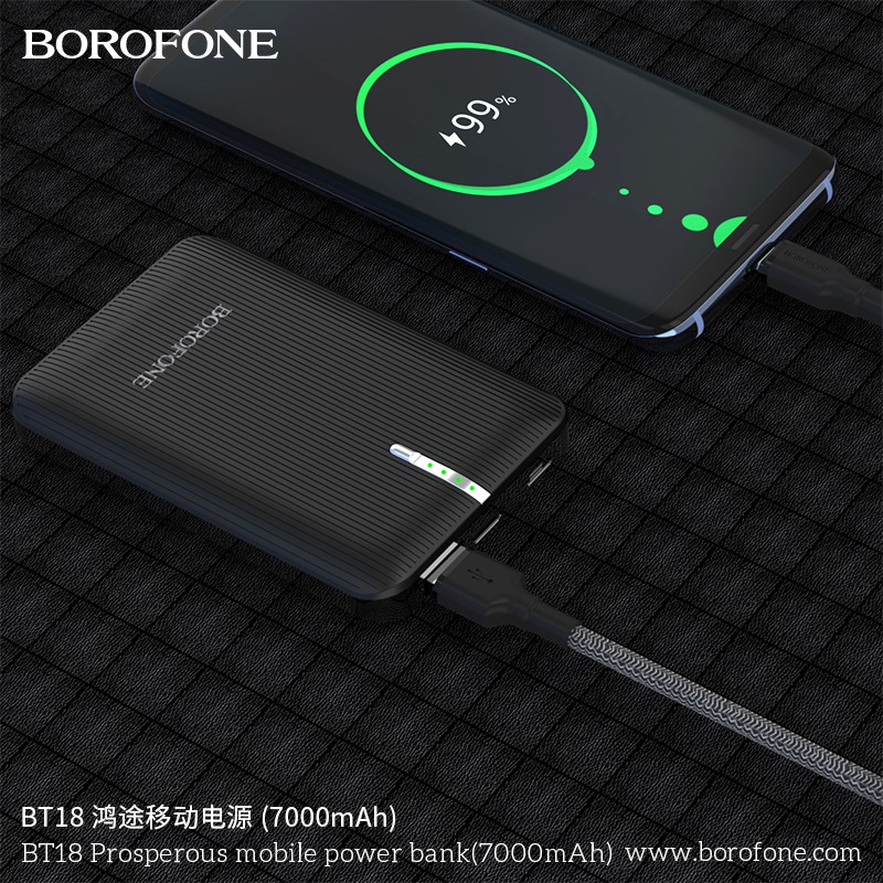 Pin sạc dự phòng BOROFONE BT18 7000mah Pin lithium polymer Đèn LED hiển thị lượng điện | Shopee ...