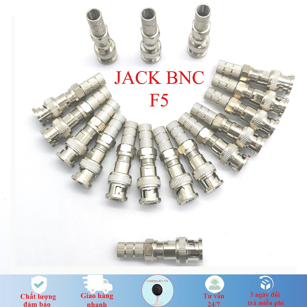[COMBO 100] Jack BNC F5 loại tốt, giắc tín hiệu cho camera, cáp đồng trục, đầu ghi hình camera ...