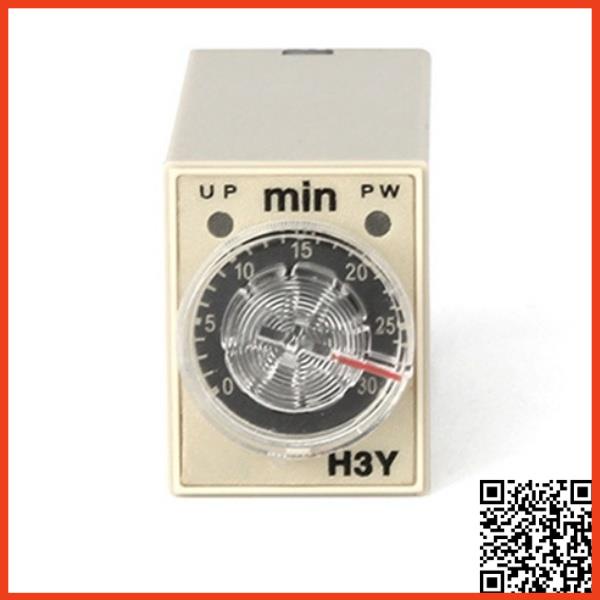 Timer mini H3Y-2 Rơ le đếm thời gian bằng núm vặn loại 8 chân nhỏ 12VDC tặng kèm chân đế PYF083A ...