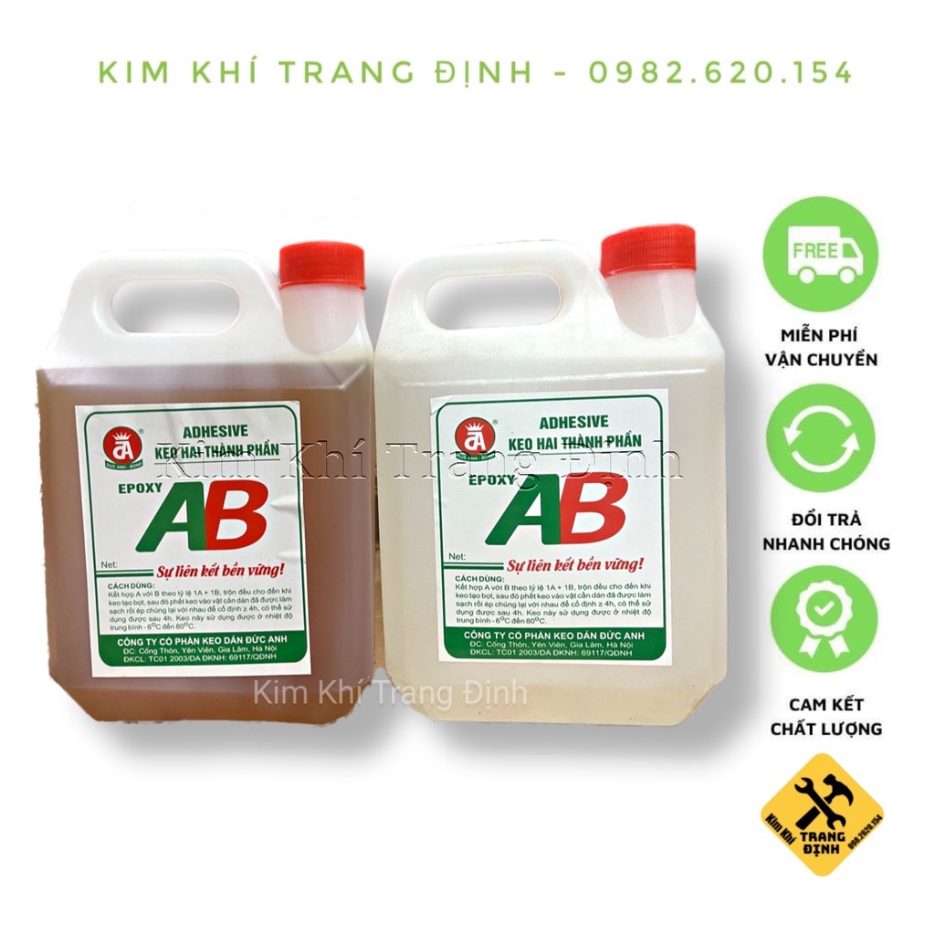 Keo AB 2 thành phần gắn gỗ Đức Anh 4lít/cặp | Shopee Việt Nam