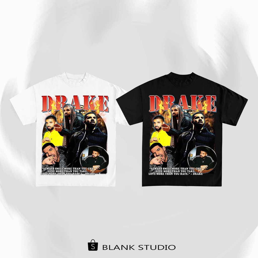 BLANK | Áo Thun DRAKE Tay Lỡ Unisex - Đen/Trắng Cổ Tròn | Shopee Việt Nam
