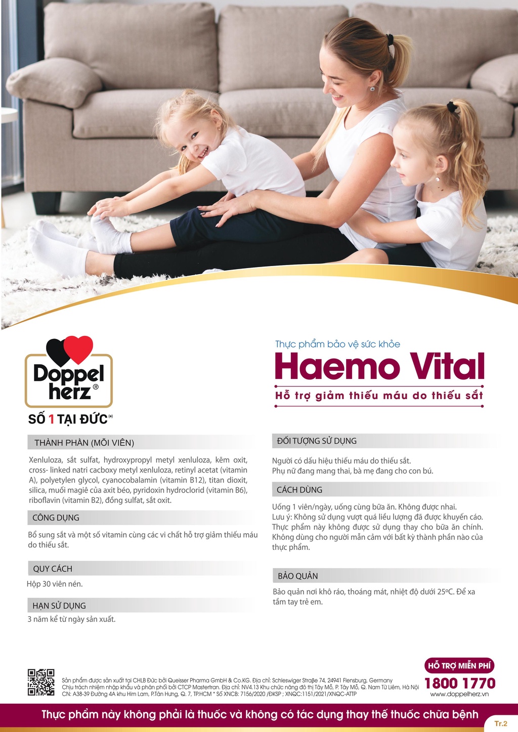 Viên uống bổ sung sắt Doppelherz Haemo Vital hỗ trợ phòng ngừa thiếu ...