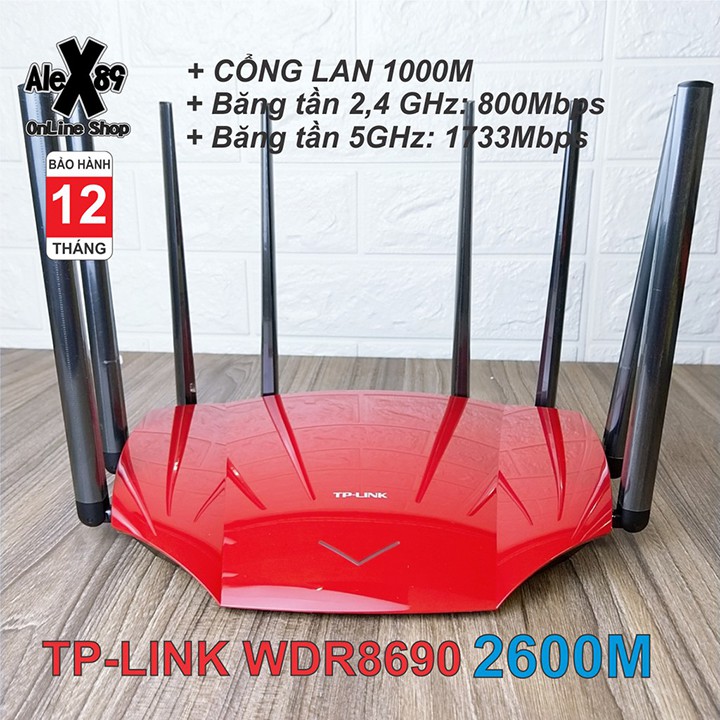 Router wifi 8 râu TP-LINK WDR8690 AC2600M 5gHz 2.4gHz Mu-Mimo 4x4 ăng ...