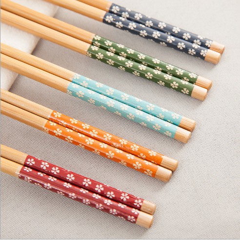Bộ 5 đôi đũa tre tự nhiên họa tiết hoa anh đào phong cách Nhật Bản đũa ...