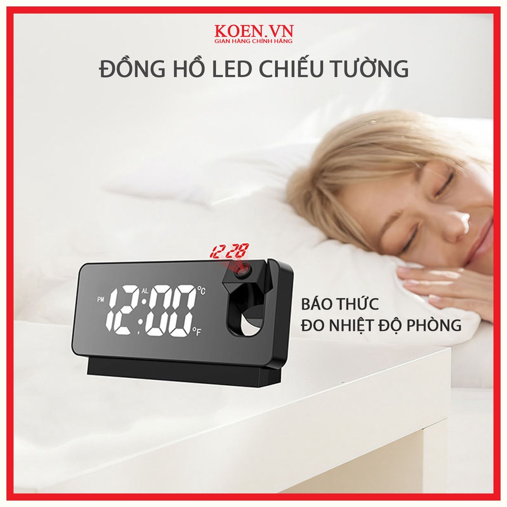 Đồng Hồ Led Để Bàn Koen Báo Thức Đo Nhiệt Độ Phòng Có Đèn Led Chiếu ...