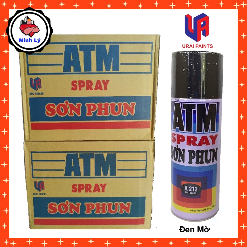 [Hỏa Tốc] Thùng 12 Chai Sơn Phun Đen Mờ A212 Đen Nhám ATM Spray (400ml ...