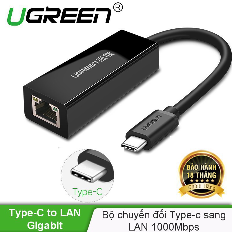 Cáp USB Type-C to Lan 10/100/1000Mbps Ugreen 50307 | Shopee Việt Nam