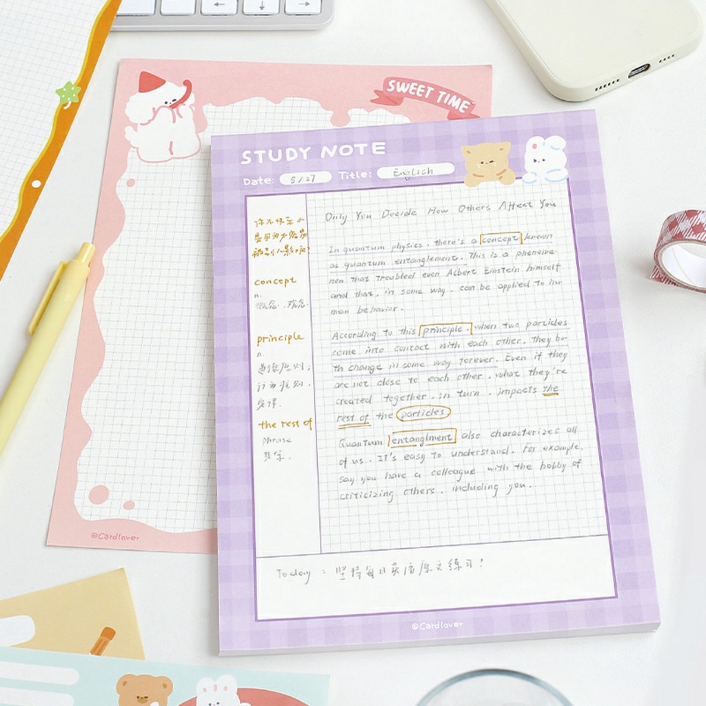 Tập 50 tờ giấy note B5 và B5 1/2 ghi chú, học từ vựng, take note dễ thương | Shopee Việt Nam