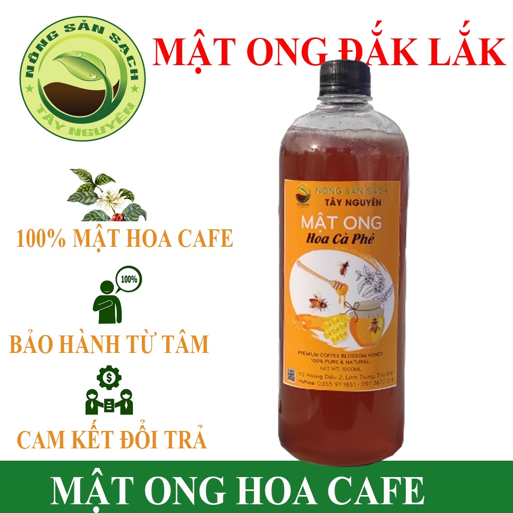1 Lít mật ong nguyên chất hoa cà phê - Nông sản sạch Tây Nguyên - mật ong Honey - Cam kết mật ...