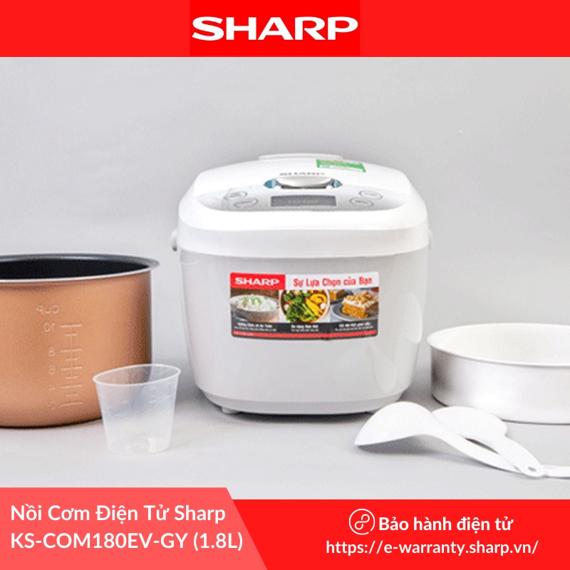 Nồi Cơm Điện Tử Sharp KS-COM180EV-GY (1.8L) | Shopee Việt Nam