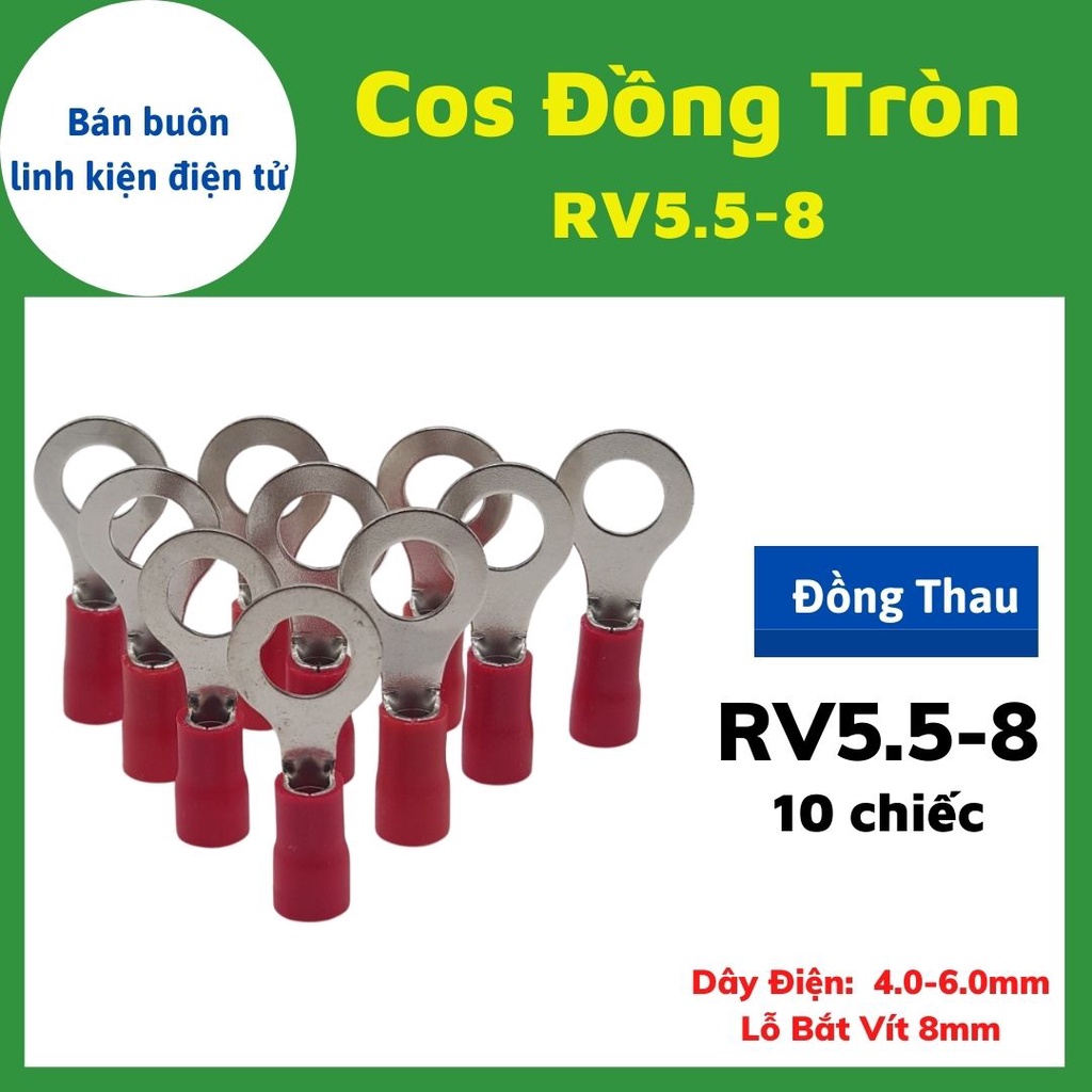 10 Đầu cos tròn RV5.5-8, cốt chữ o, RV5.5-8, cốt tròn 5.5-8 | Shopee Việt Nam